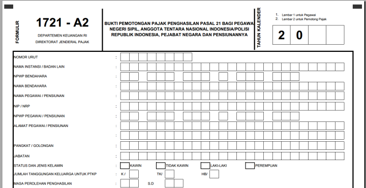 Cara Unduh Bukti Potong Pajak Formulir 1721 A2 Bagi Pensiunan PNS ...