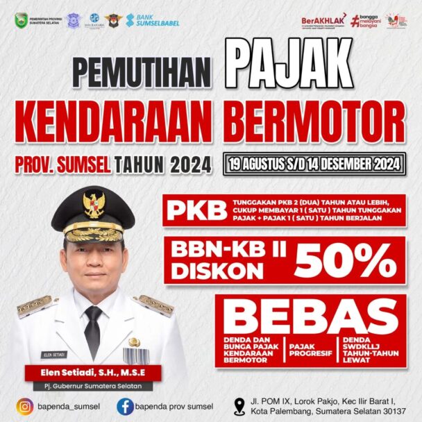 Pemutihan Pajak Kendaraan Sumsel 2024, Berlaku Hingga Desember! - PAJAK.COM Pemutihan Pajak Kendaraan Sumsel 2024, Berlaku Hingga Desember! - PAJAK.COM