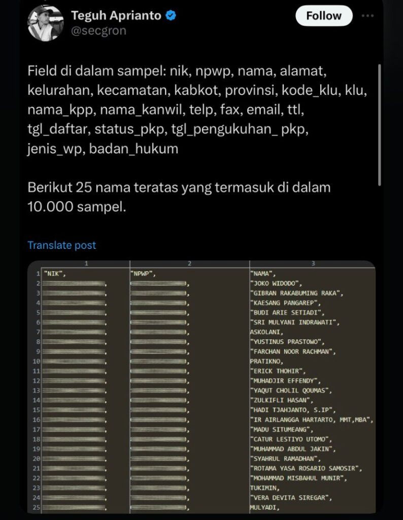 6 Juta Data NPWP Diduga Bocor dan Dijual, Ada Milik Jokowi hingga Sri ...