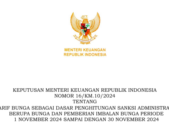 Tarif Bunga Sanksi Administratif Pajak Periode September 2024 - PAJAK.COM