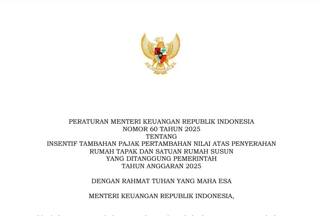 PMK 60/2025 Terbit! Sri Mulyani Bebaskan Pajak Pembelian Rumah dengan Persyaratan Ini - PAJAK.COM