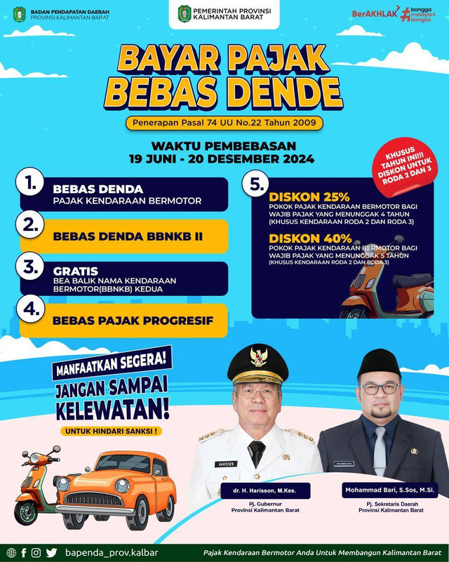 Jangan Lewatkan Pemutihan Denda Pajak Kendaraan Bermotor di Kalbar ...